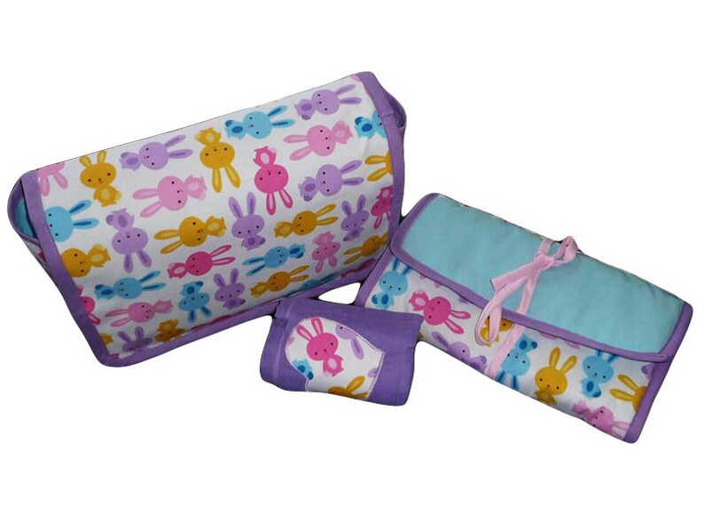 Large Changing Pouch Set + Changing Mat + Comfort Blanket - RABBITS ...