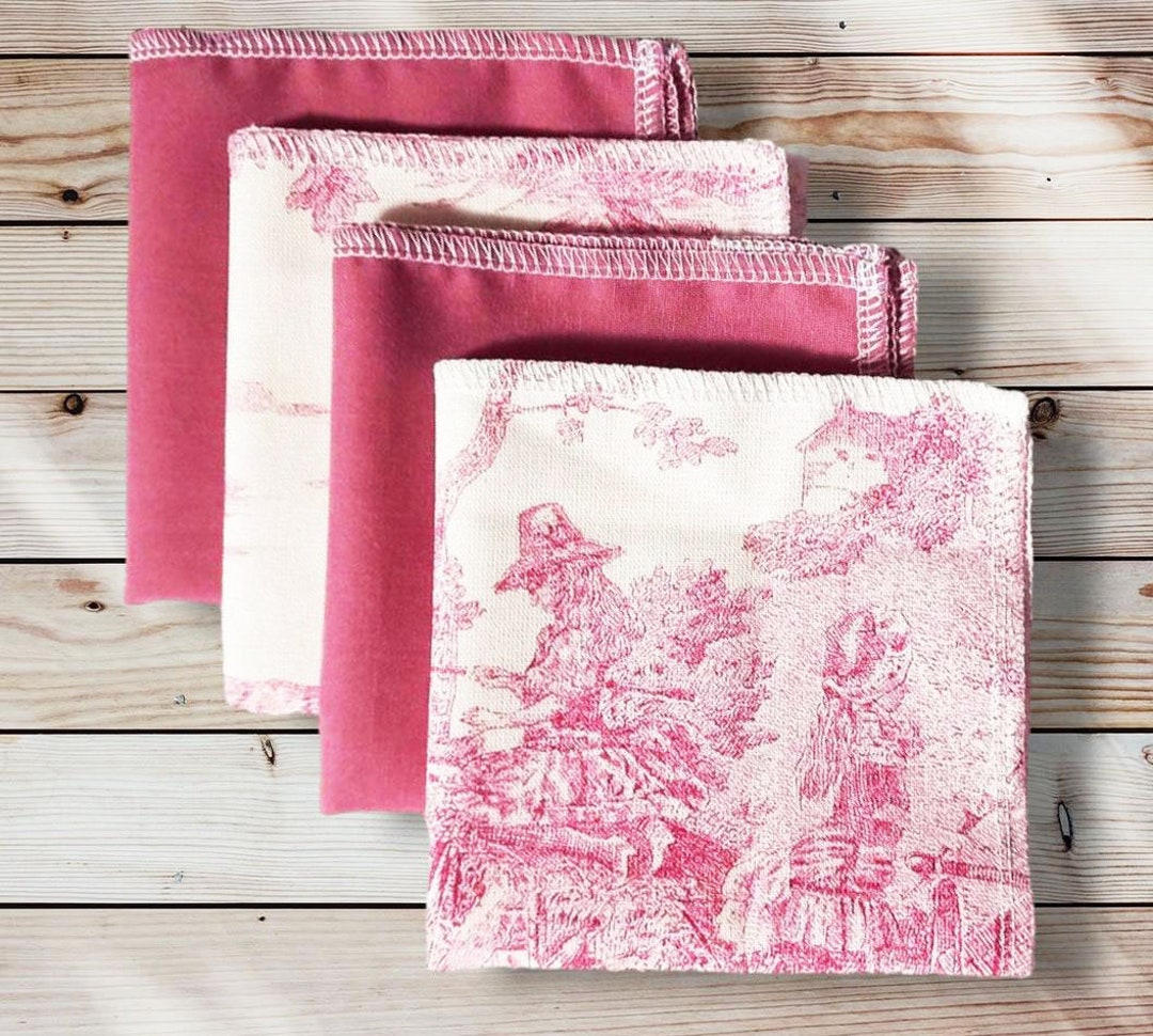 Set of 4 Large Washable and Reusable Cotton Handkerchiefs 25 X 25 Cm ...