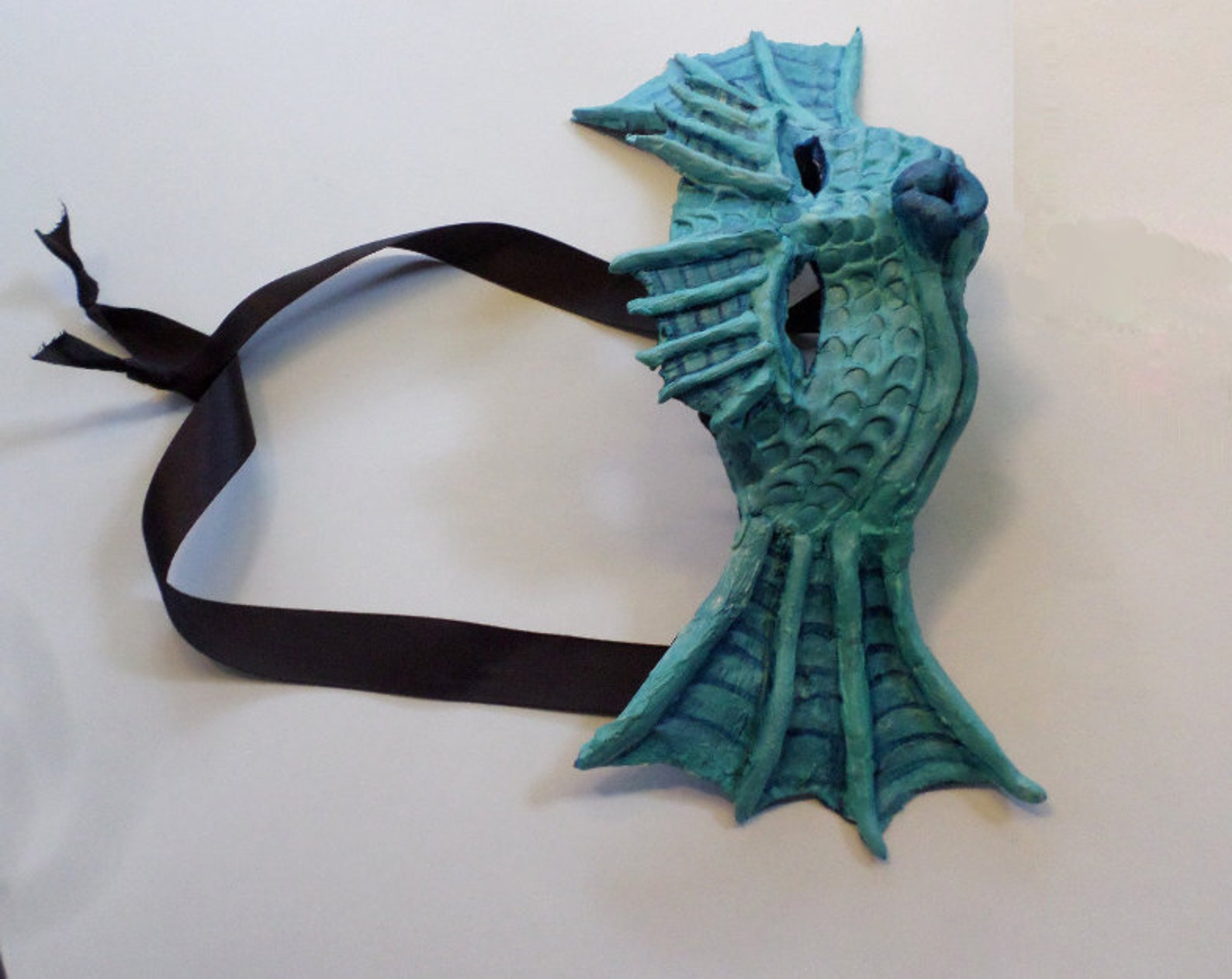 Fish Half Mask/masquerade Mask Sea Creature Blue Iridecsent - Etsy