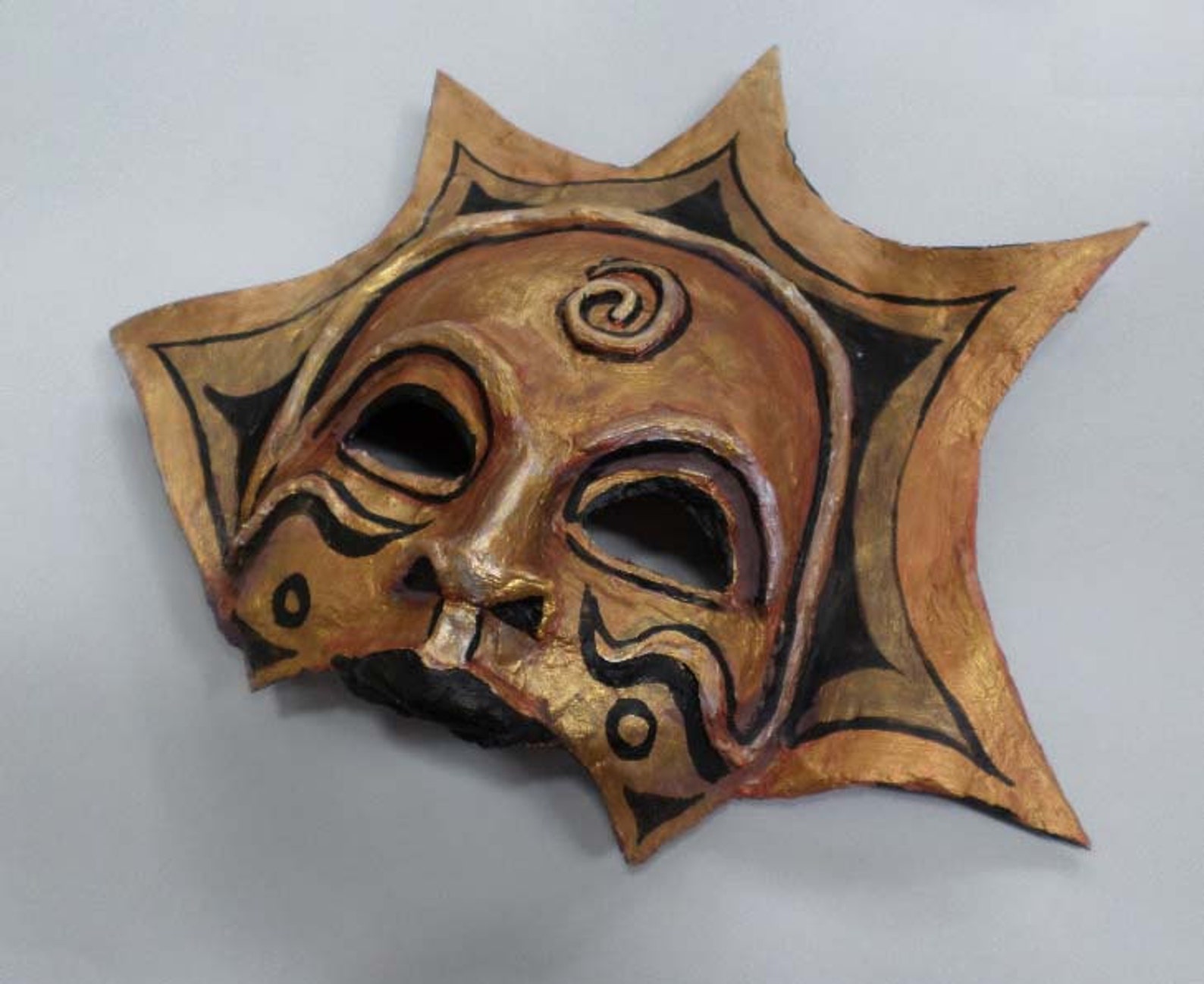 Sun Mask Gold and Black Sol Venetian Half Mask Wearable - Etsy