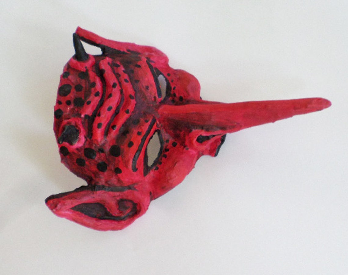 Long Nose Devil Mask Demon Mask Red Devil Paper Mache - Etsy