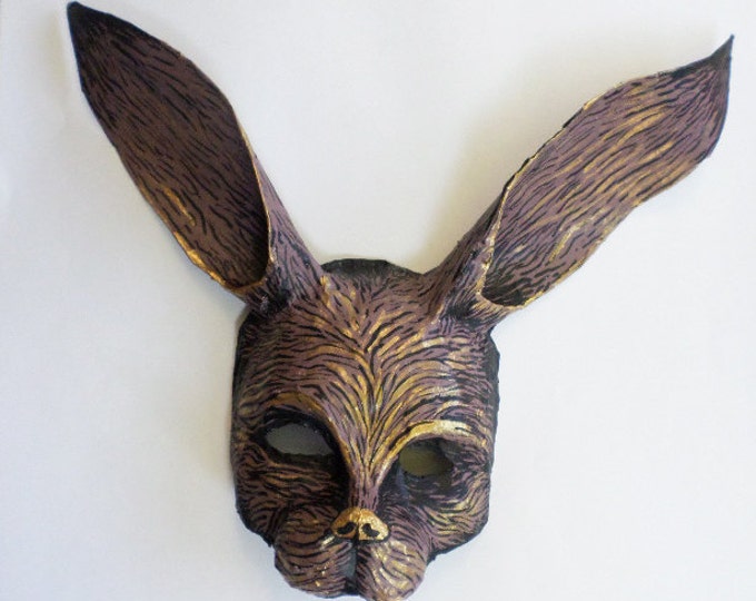 Rabbit Mask Hare Bunny Mask Brown and Gold Wearable - Etsy