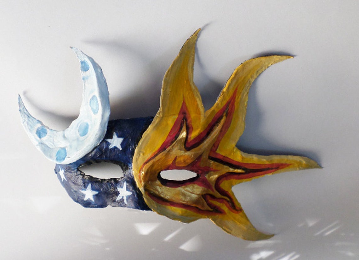 Sun and Moon Half Mask Space Cosmos Stars Masquerade - Etsy