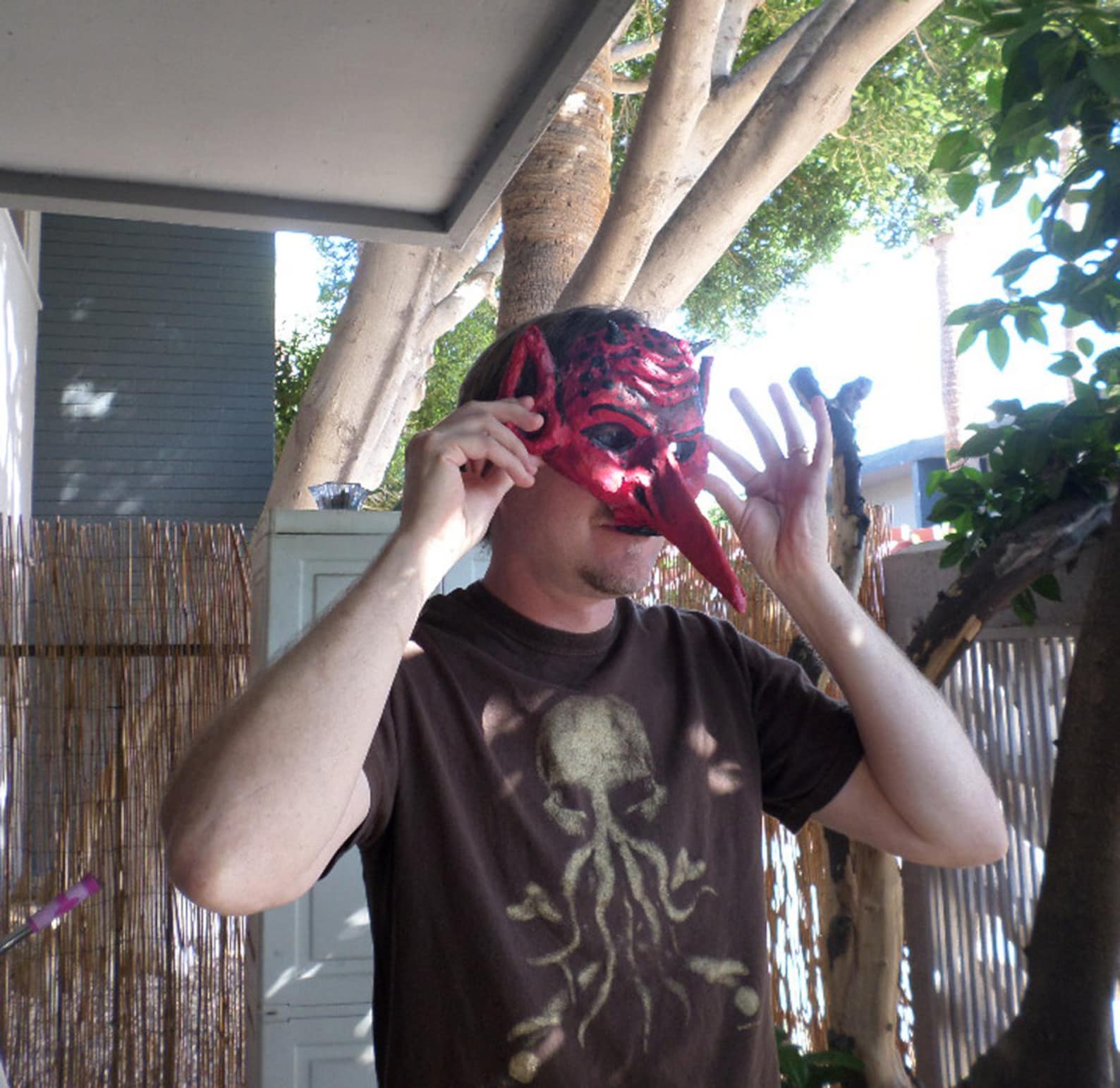 Long Nose Devil Mask, Demon Mask, Red Devil, Paper Mache, Wearable ...
