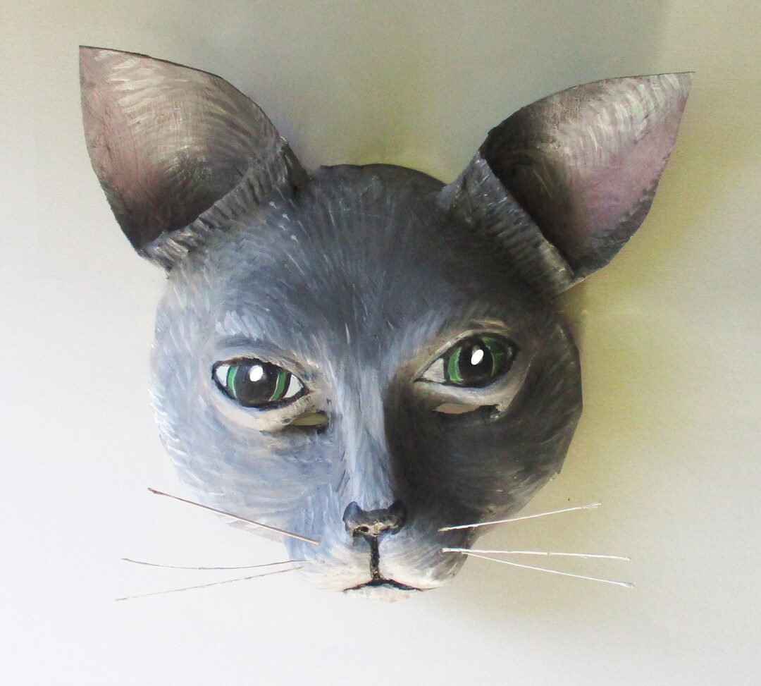 Gray Cat Mask, Cat Mask, Feline, Paper Mache, Wearable - Etsy