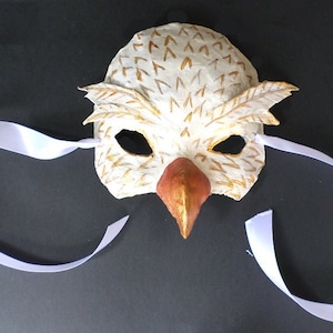 White and Gold Dove Mask, Bird Mask, Paper Mache, Wearable - Etsy