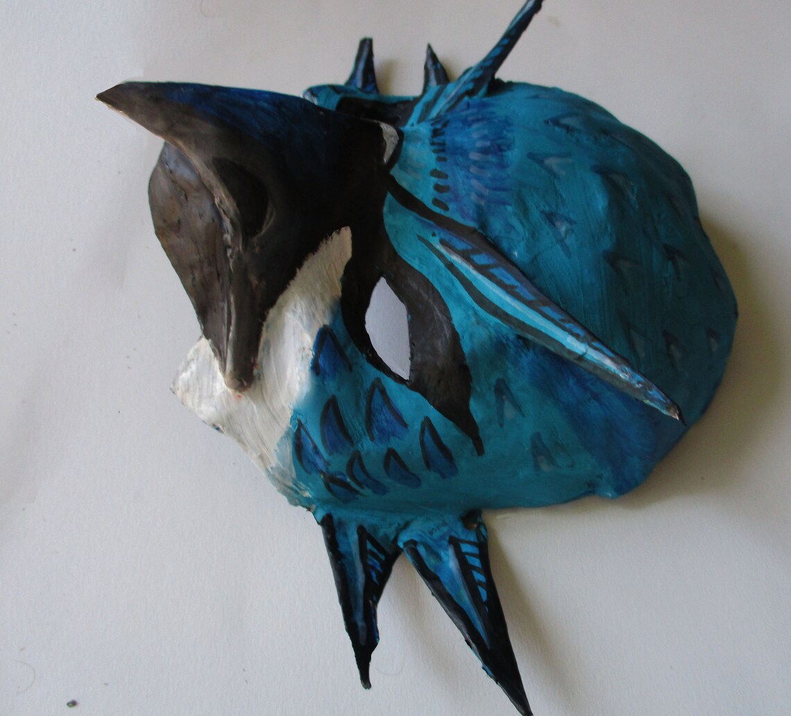 Blue Swallow Mask. Bird Mask Wearable Paper Mache Mask - Etsy