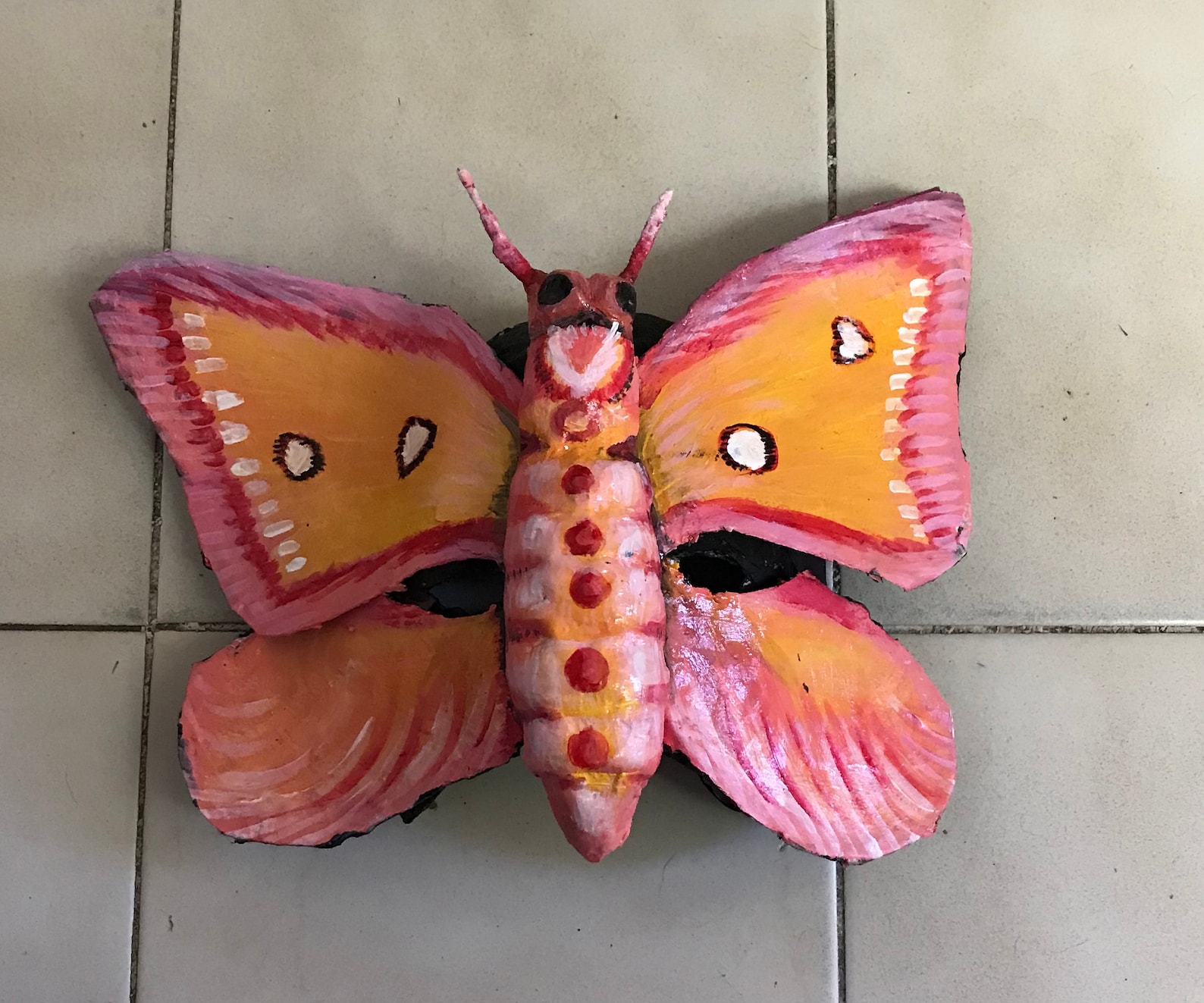 Elephant Hawk Moth mask Pink Butterfly mask paper mache | Etsy