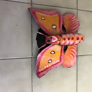 Elephant Hawk Moth Mask, Pink Butterfly Mask, Paper Mache, Hand ...