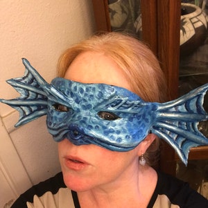 Fish Half Mask/masquerade Mask, Sea Creature, Blue Iridecsent Mask ...