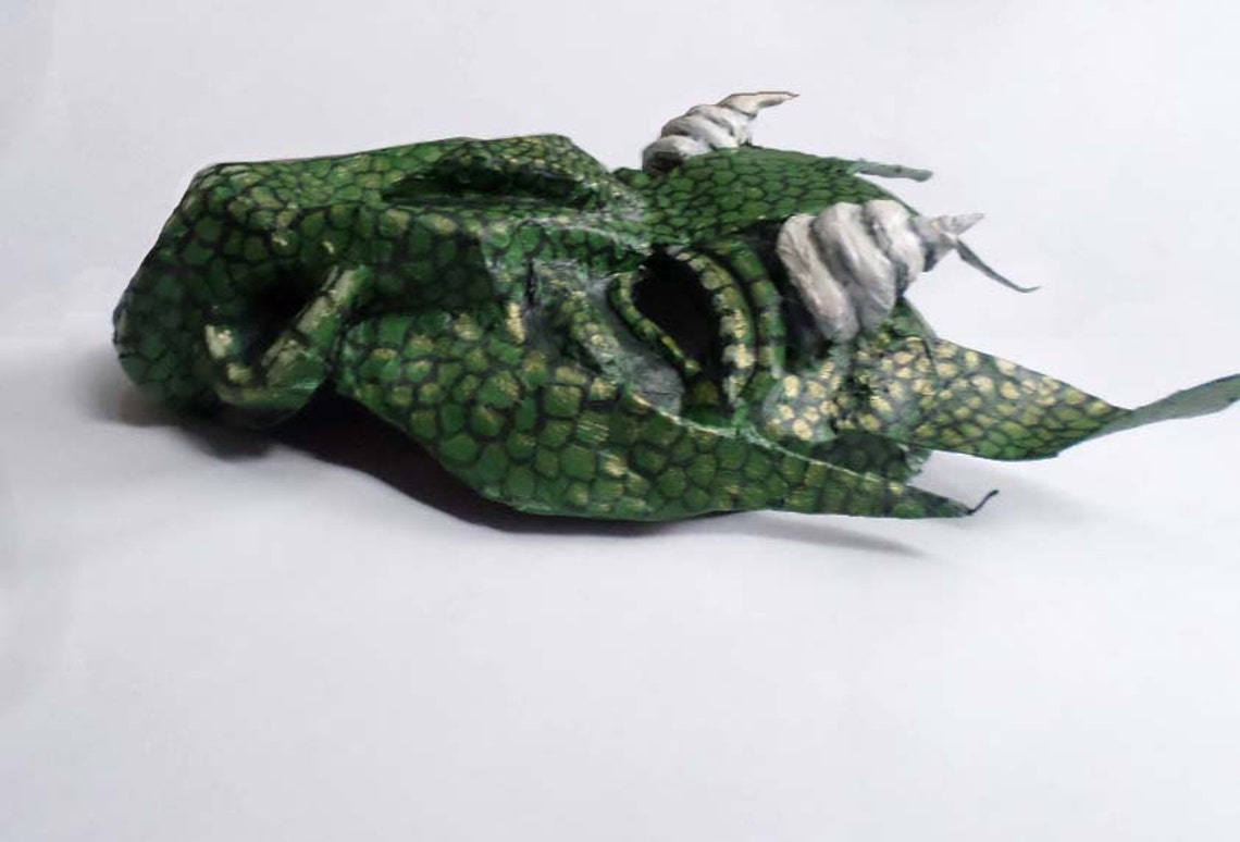Dragon Mask, Fantasy Creature, Wearable,horned Lizard Creature, Green ...