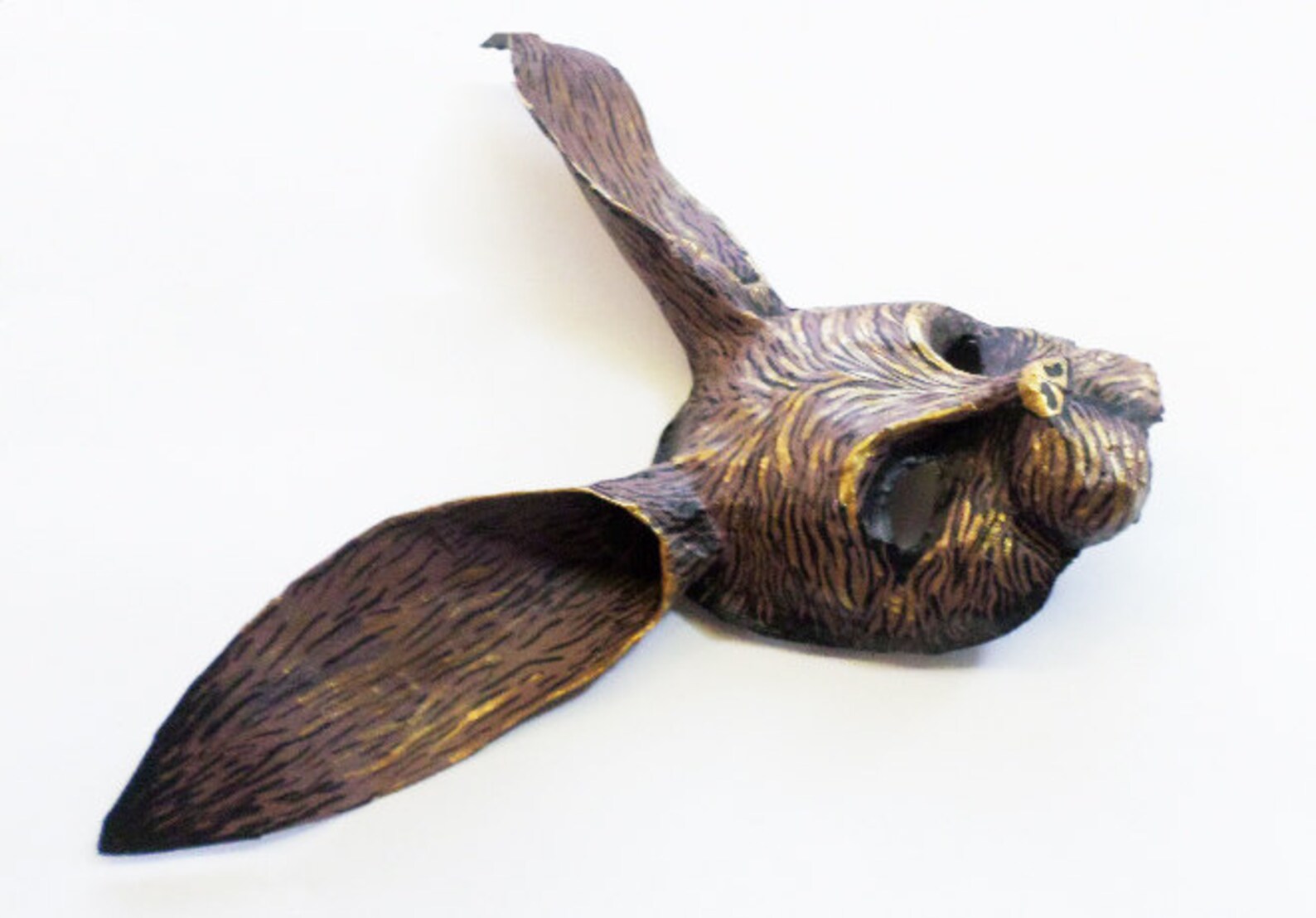 Rabbit Mask Hare Bunny Mask Brown and Gold Wearable - Etsy