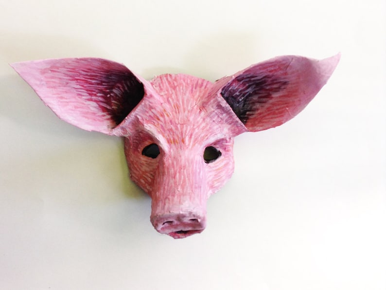 Pig Mask Unique Mask Animal Mask Farm Animal Pink Pig - Etsy