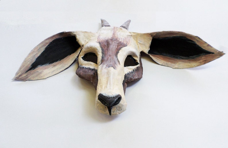 Goat Mask Paper Mache Wearable Animal Mask Farmyard - Etsy