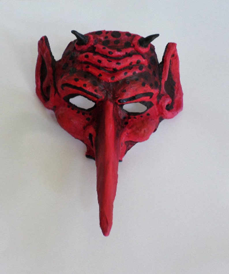 Long Nose Devil Mask Demon Mask Red Devil Paper Mache - Etsy