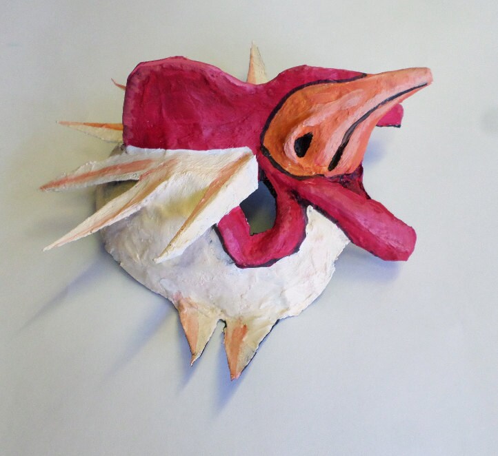 Chicken Mask, Hen, Paper Mache, Farm Animal, Fowl, Chicken, Unique Mask ...