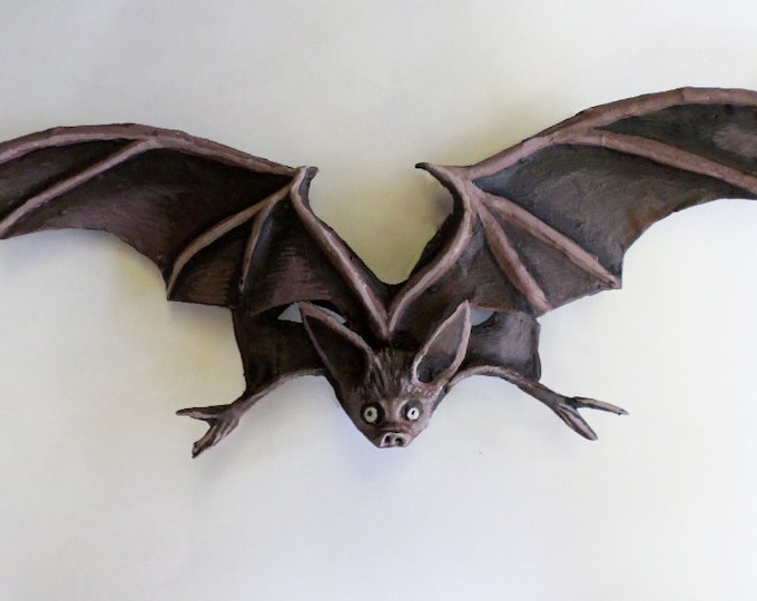 Flying Black Bat Mobile Balinese Spirit Chaser Hand Carved Wood Bali ...