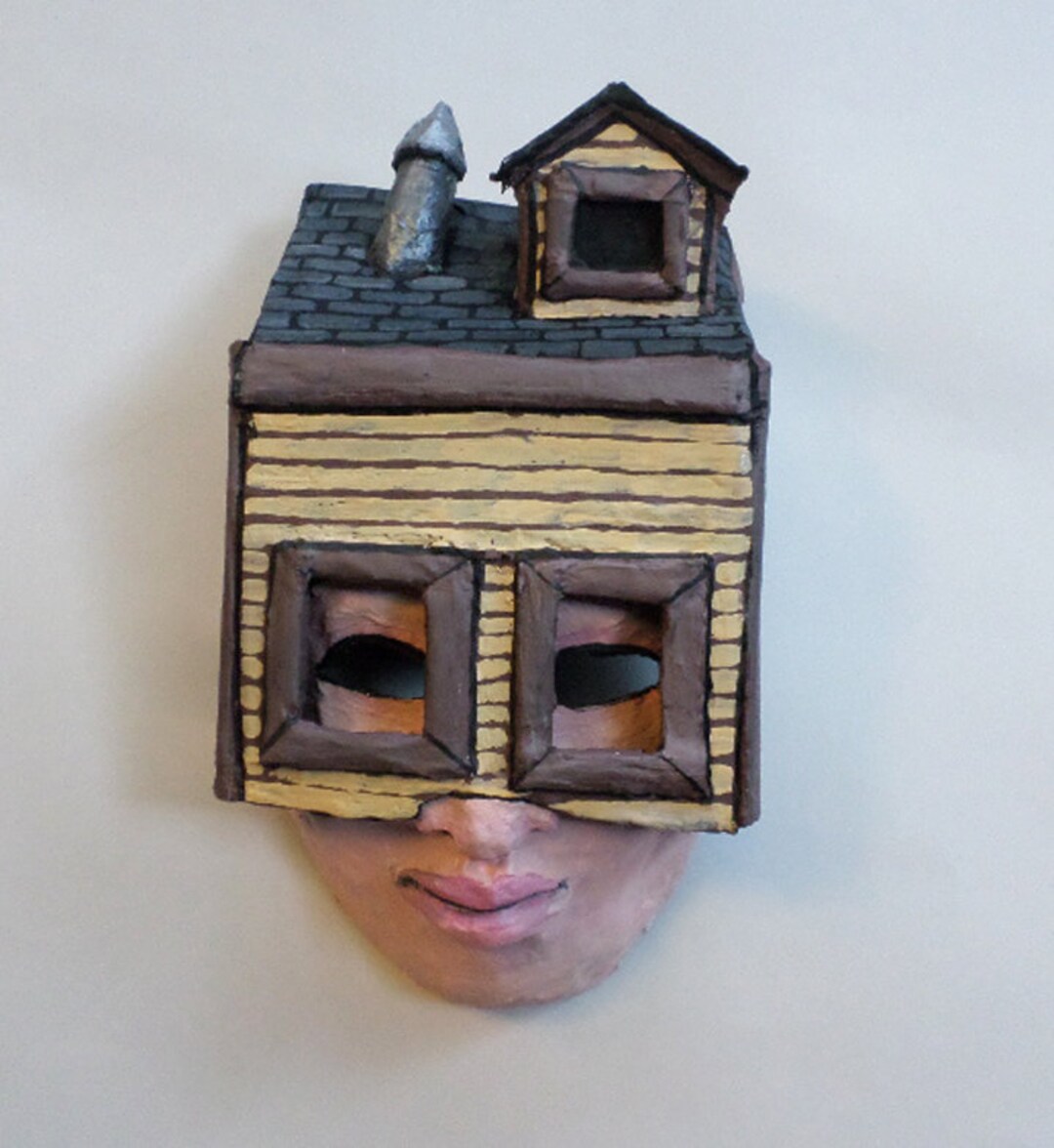 Housebound Mask, Little Yellow House, Trapped, Art Piece, Wearable ...