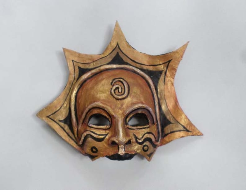 Sun Mask Gold and Black Sol Venetian Half Mask Wearable - Etsy