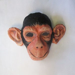 Chimpanzee Mask, Paper Mache, Wearable, Monkey, Ape, Mask, Unique Mask ...