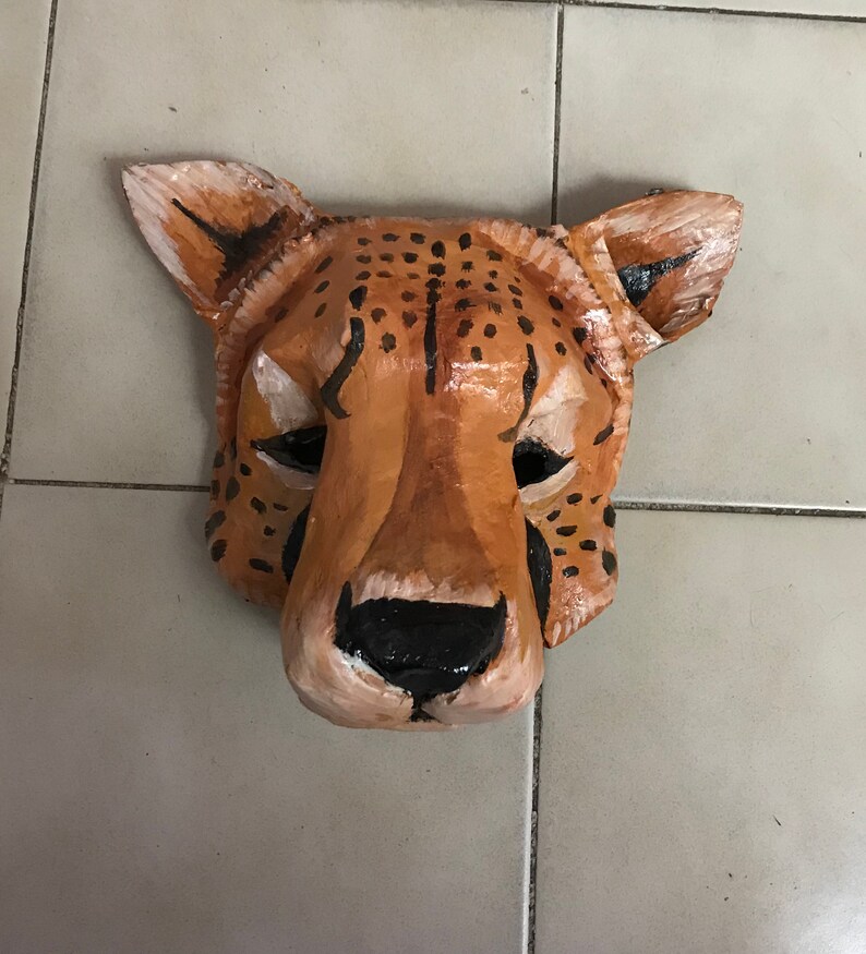 Cheetah Mask paper mache unique mask African wildcat | Etsy