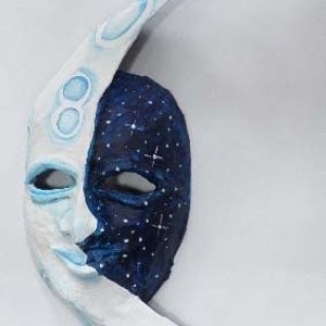 Moon and Stars Mask, Nursery,wearable,night Sky, Lunar, White and Blue ...