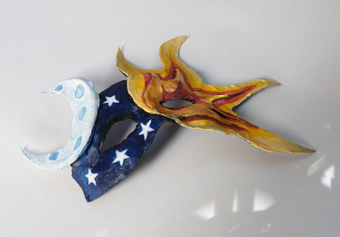 Sun and Moon Half Mask Space Cosmos Stars Masquerade - Etsy
