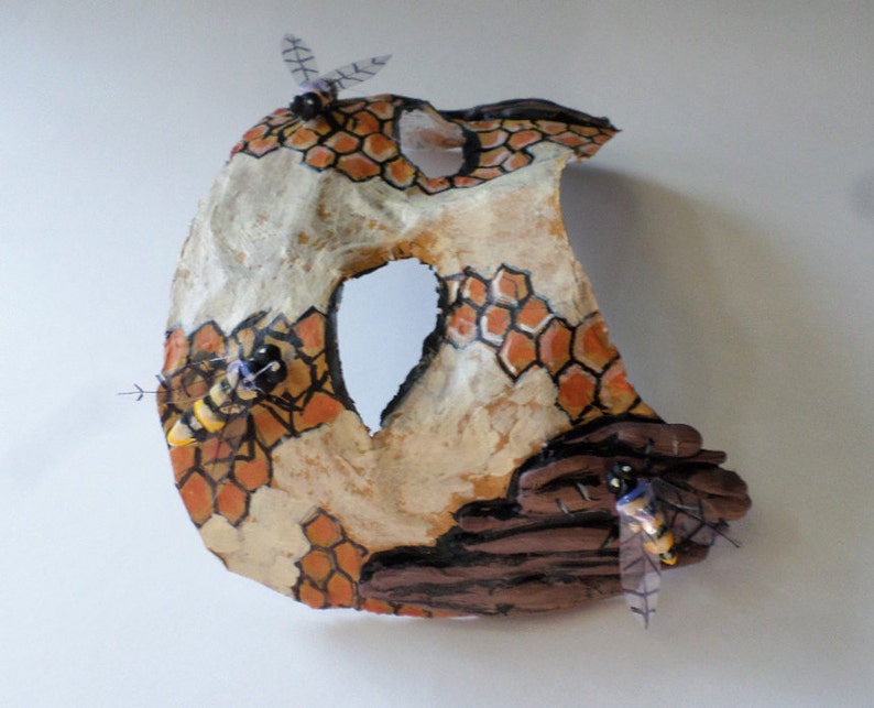 Honeybee Mask Bee Unique Mask Half Mask Honeycomb Hive - Etsy
