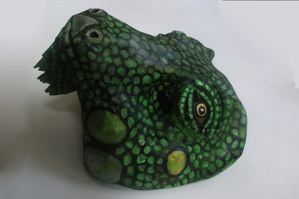 Iguana Mask Lizard Iguana Mask Paper Mache Wearable | Etsy