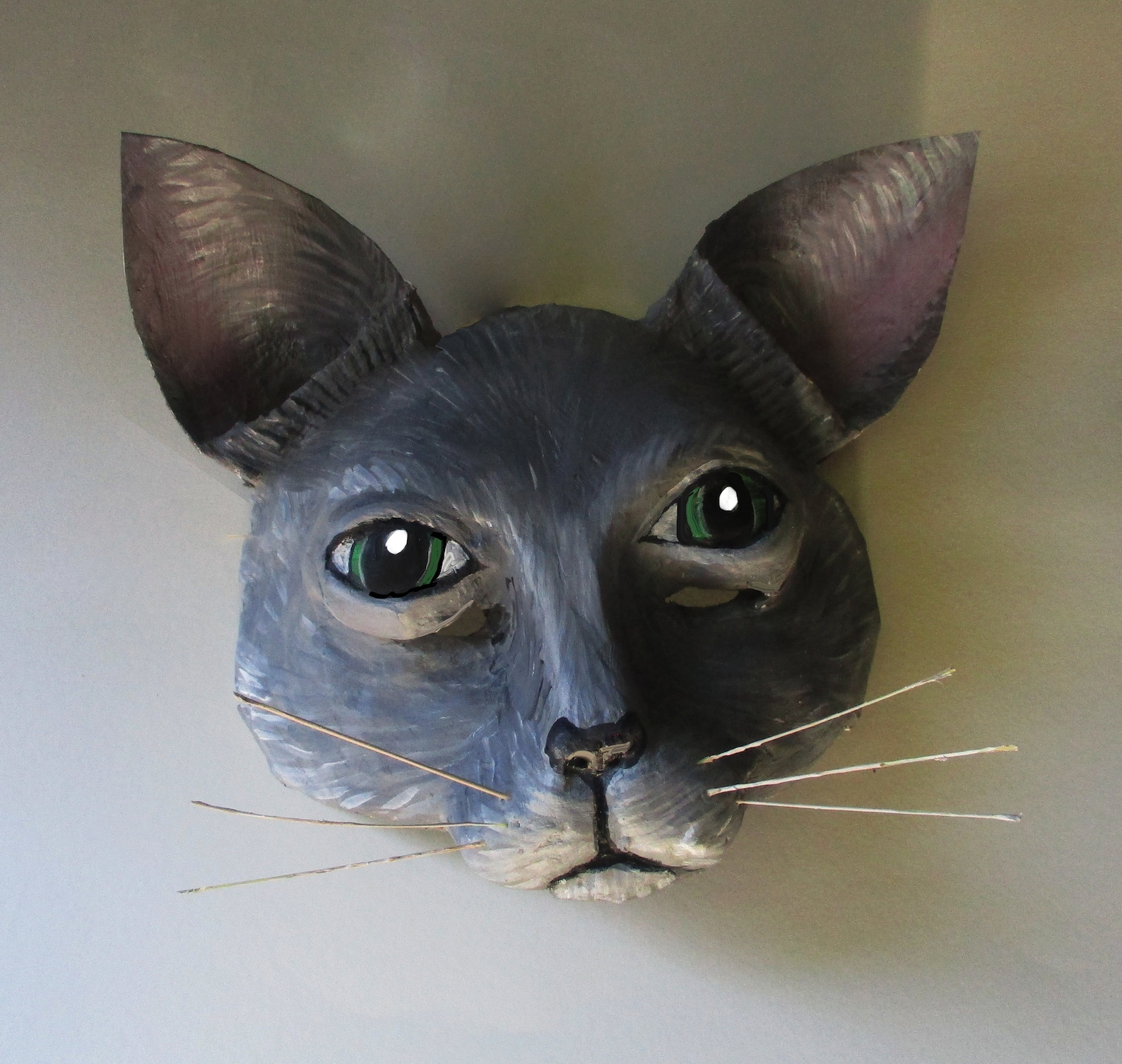 Gray Cat Mask Cat Mask Feline Paper Mache Wearable - Etsy