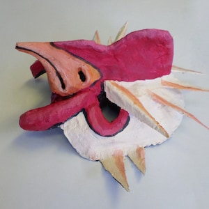 Chicken Mask, Hen, Paper Mache, Farm Animal, Fowl, Chicken, Unique Mask ...
