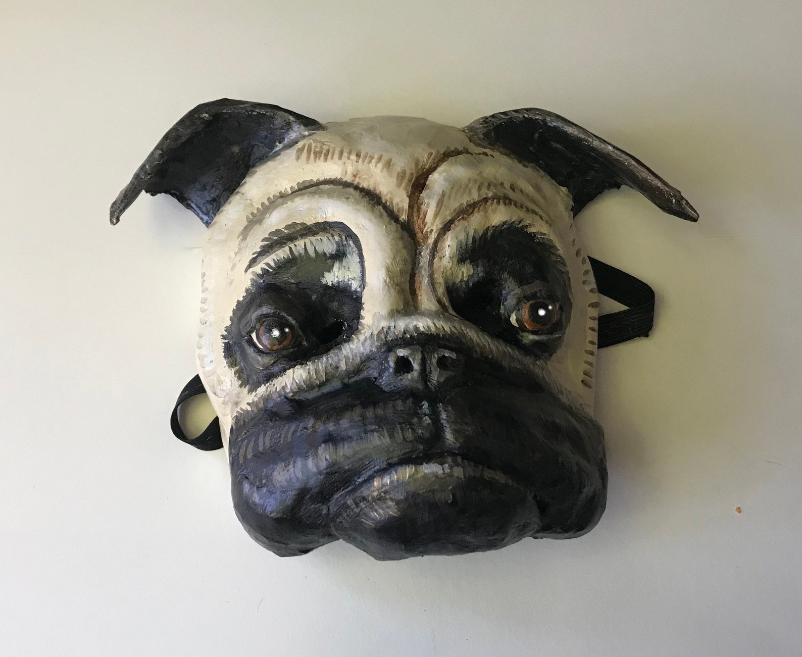 Pug Mask, Dog Mask, Paper Mache Wearable - Etsy