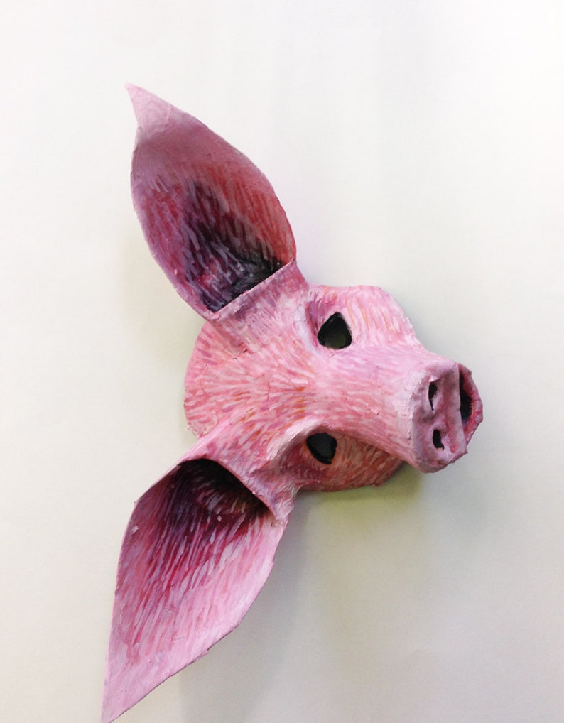 Pig Mask Unique Mask Animal Mask Farm Animal Pink Pig - Etsy