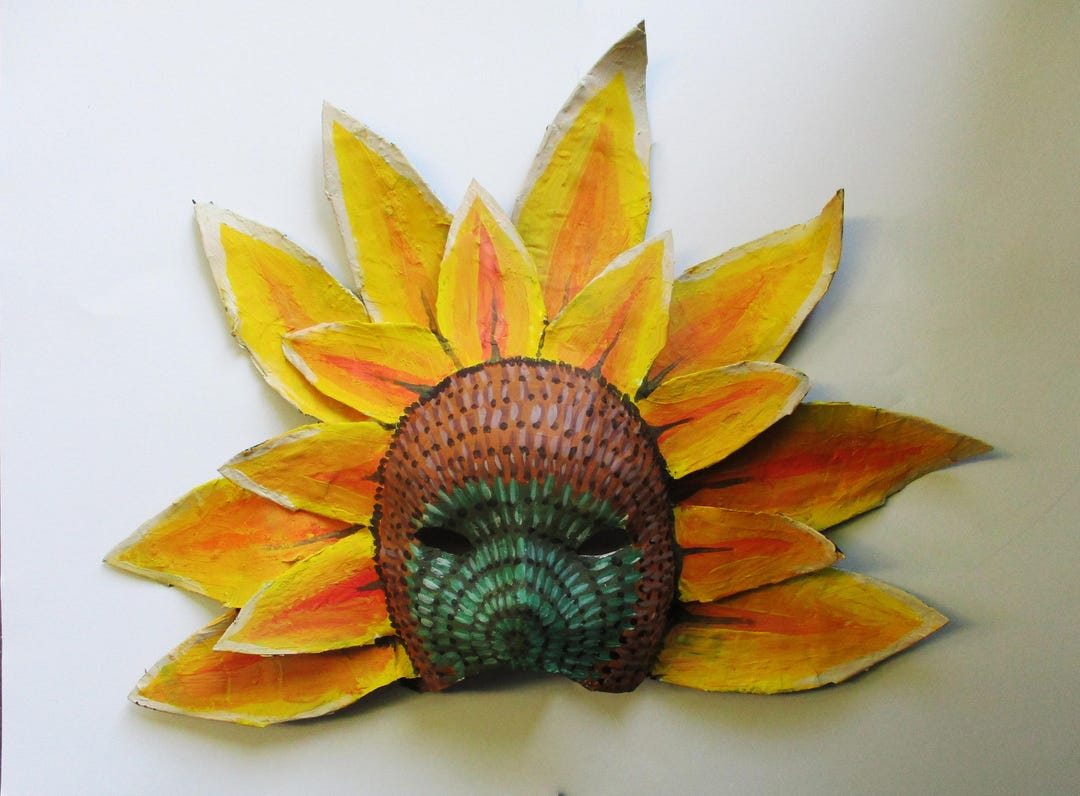 Sunflower Mask, Sunflower, Flower, Paper Mache, Wearable, Costume, Mask ...