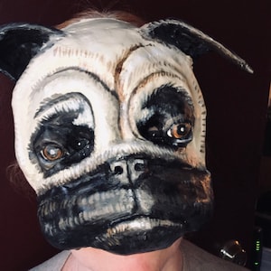 Pug Mask, Dog Mask, Paper Mache Wearable - Etsy