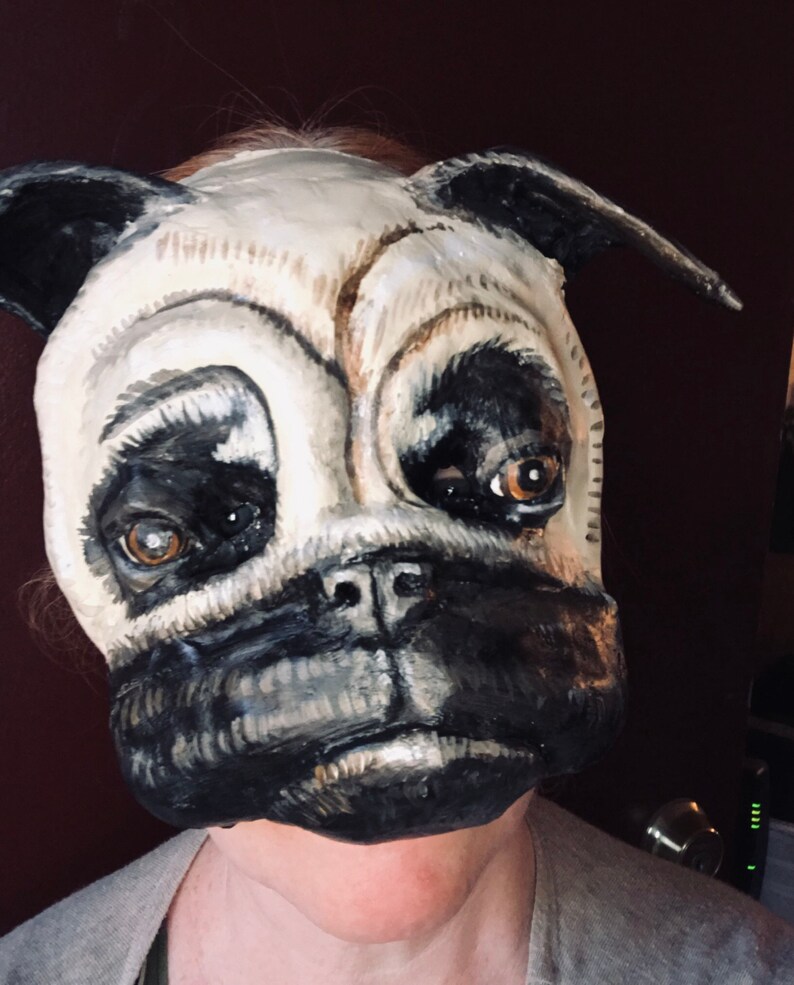 Pug Mask, Dog Mask, Paper Mache Wearable - Etsy