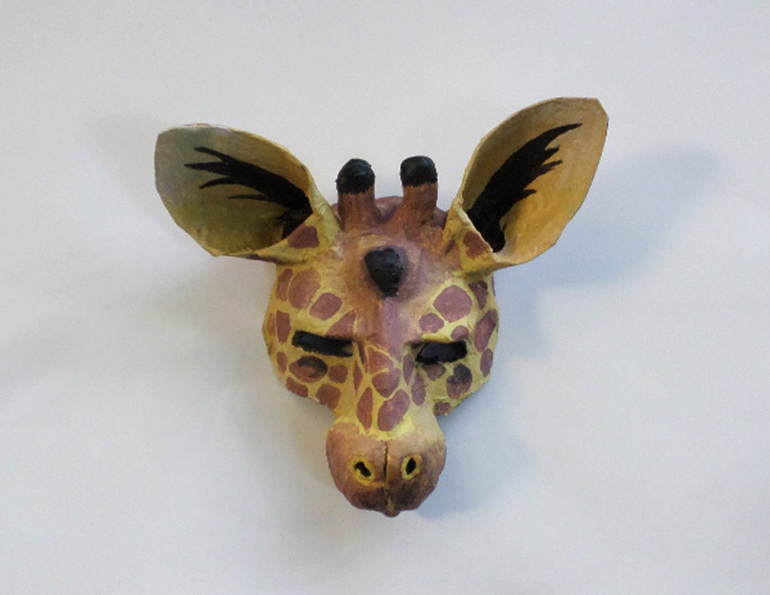 Giraffe Mask, Paper Mache, Wearable, African Wildlife, Giraffe, Unique ...