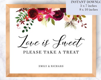 Love is Sweet Please Take a Treat Printable Sign Floral - Etsy