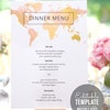 Customized Printable Travel Theme Menu Wedding Menu Event Menu Gold ...