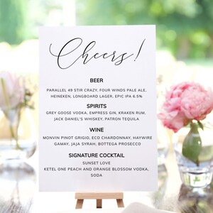Cheers Bar Menu Template - Instant Download Customize Bar Sign, Wedding ...
