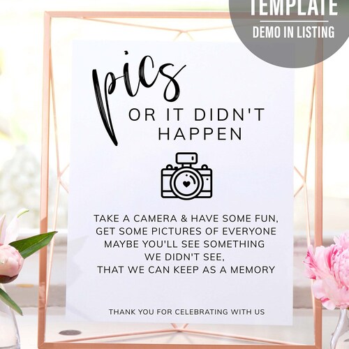 Modern Pics or It Didnt Happen Disposable Camera Gold Wedding - Etsy
