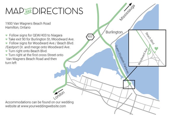 Custom Wedding Directions and Map Information Printable - Wedding ...