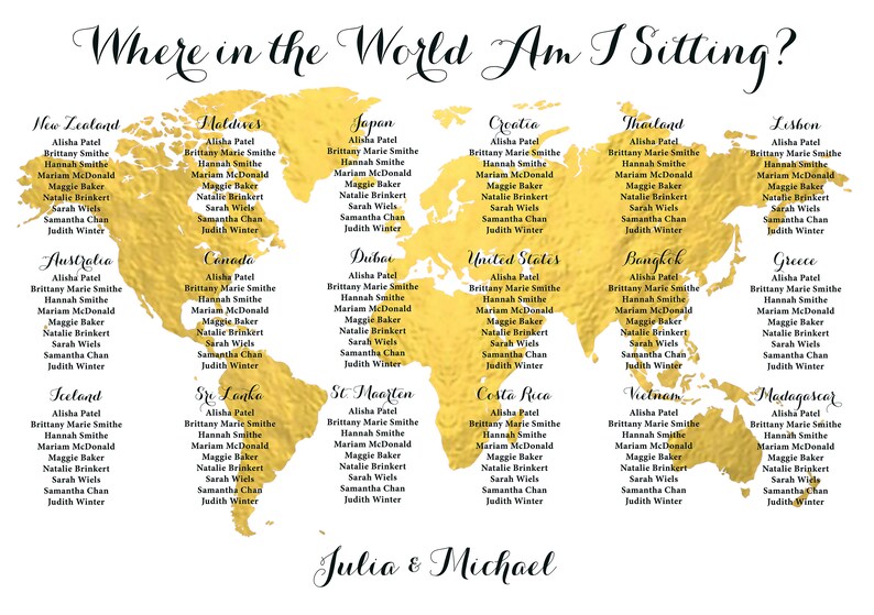 Where in the World Am I Sitting Custom World Map Seating - Etsy Canada
