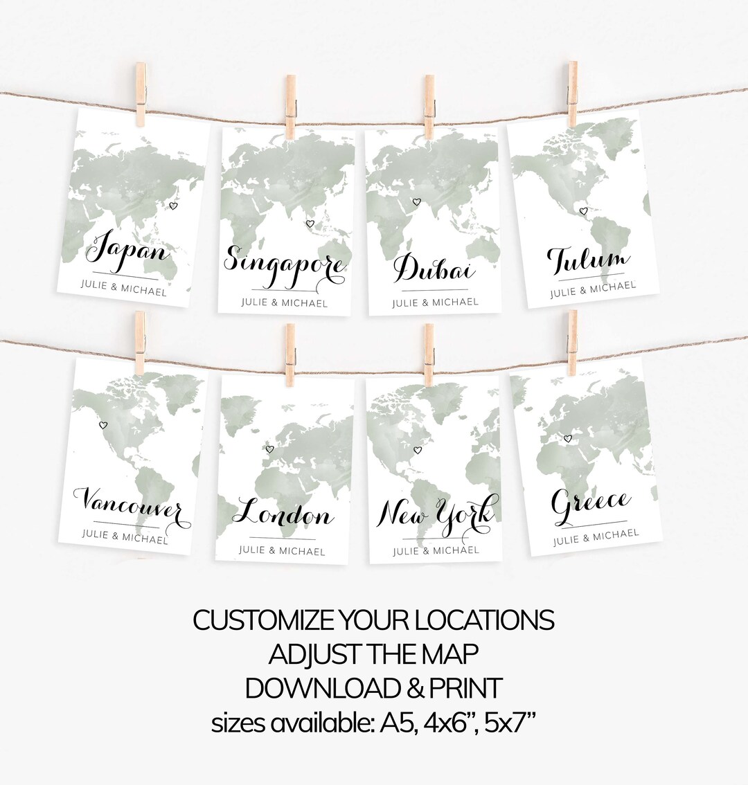 Travel Theme Table Sign - Table Sign Template - Watercolor Map - Where ...