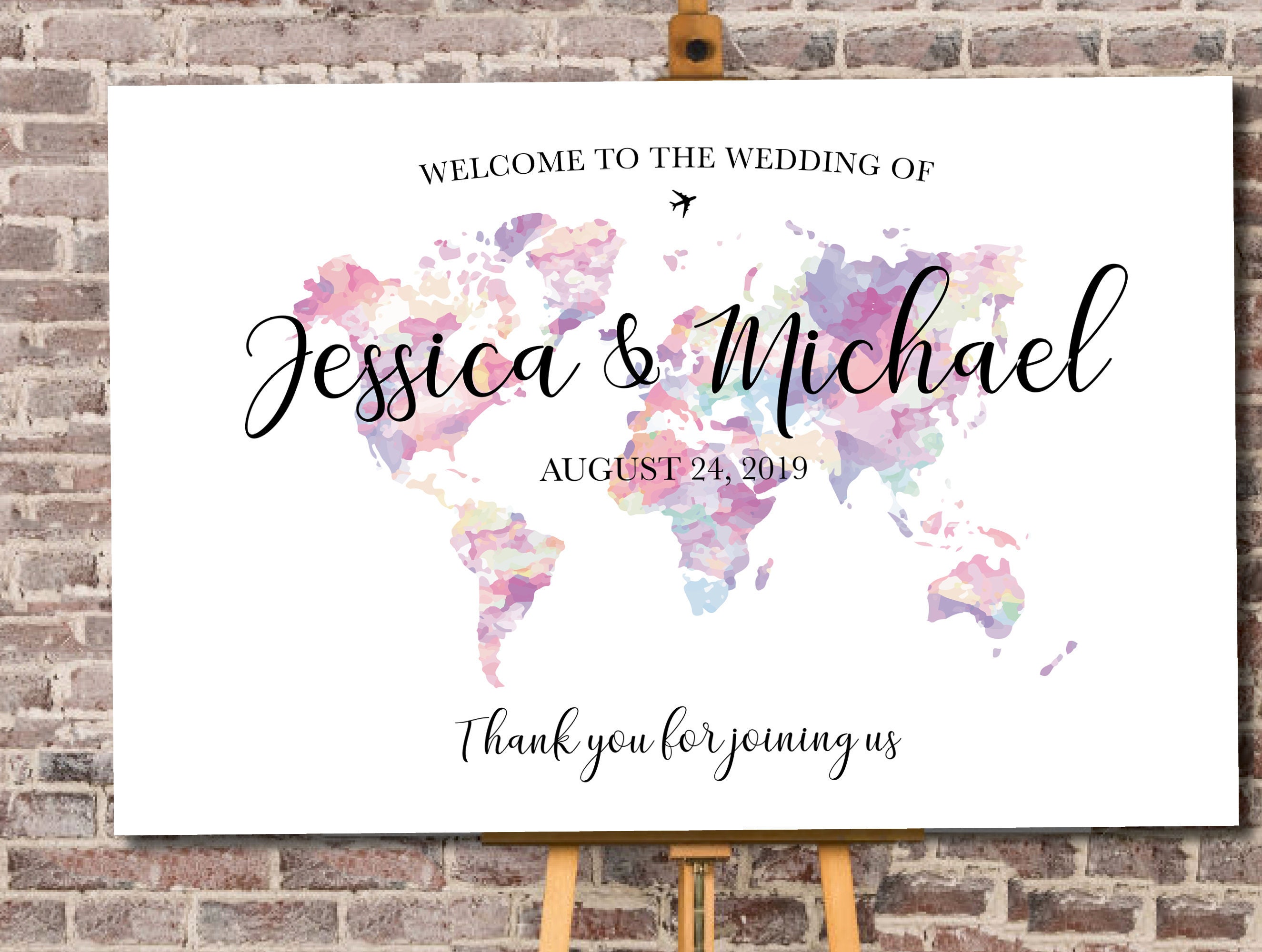 Multicolor Map Welcome Sign Travel Theme Wedding Custom | Etsy
