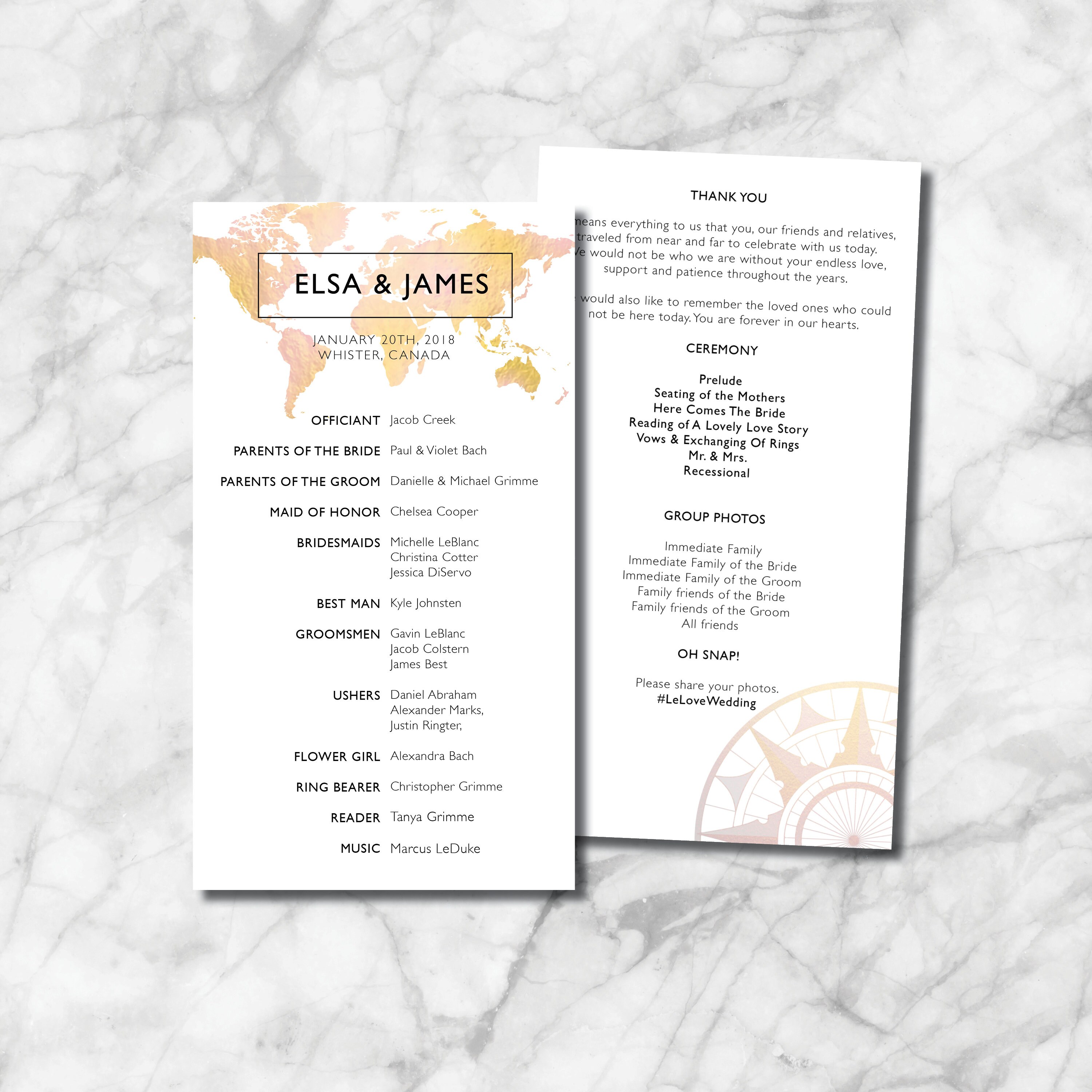 Travel Theme Wedding Program Printable - Travel, Adventure Themed or ...