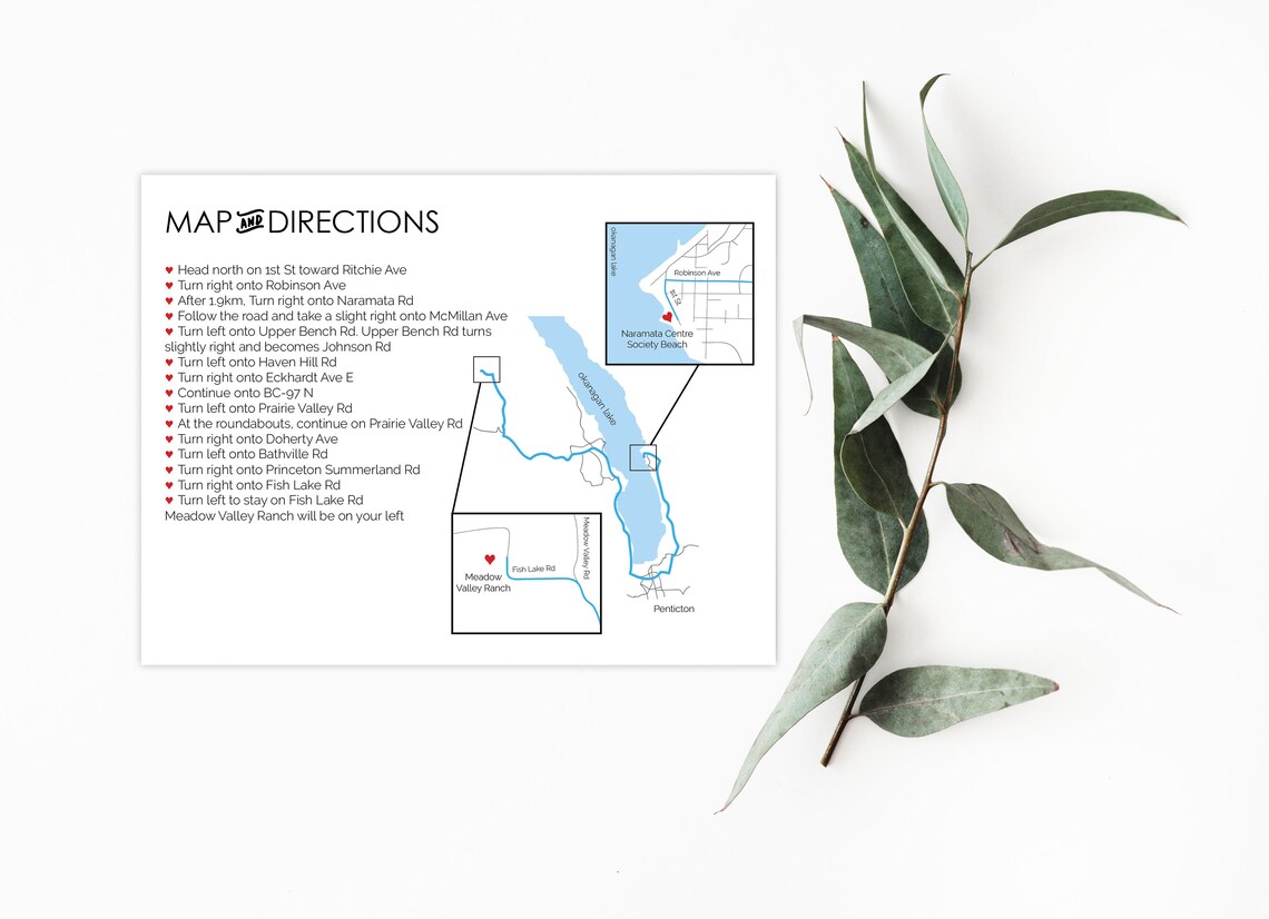 Custom Wedding Directions and Map Information Printable - Etsy