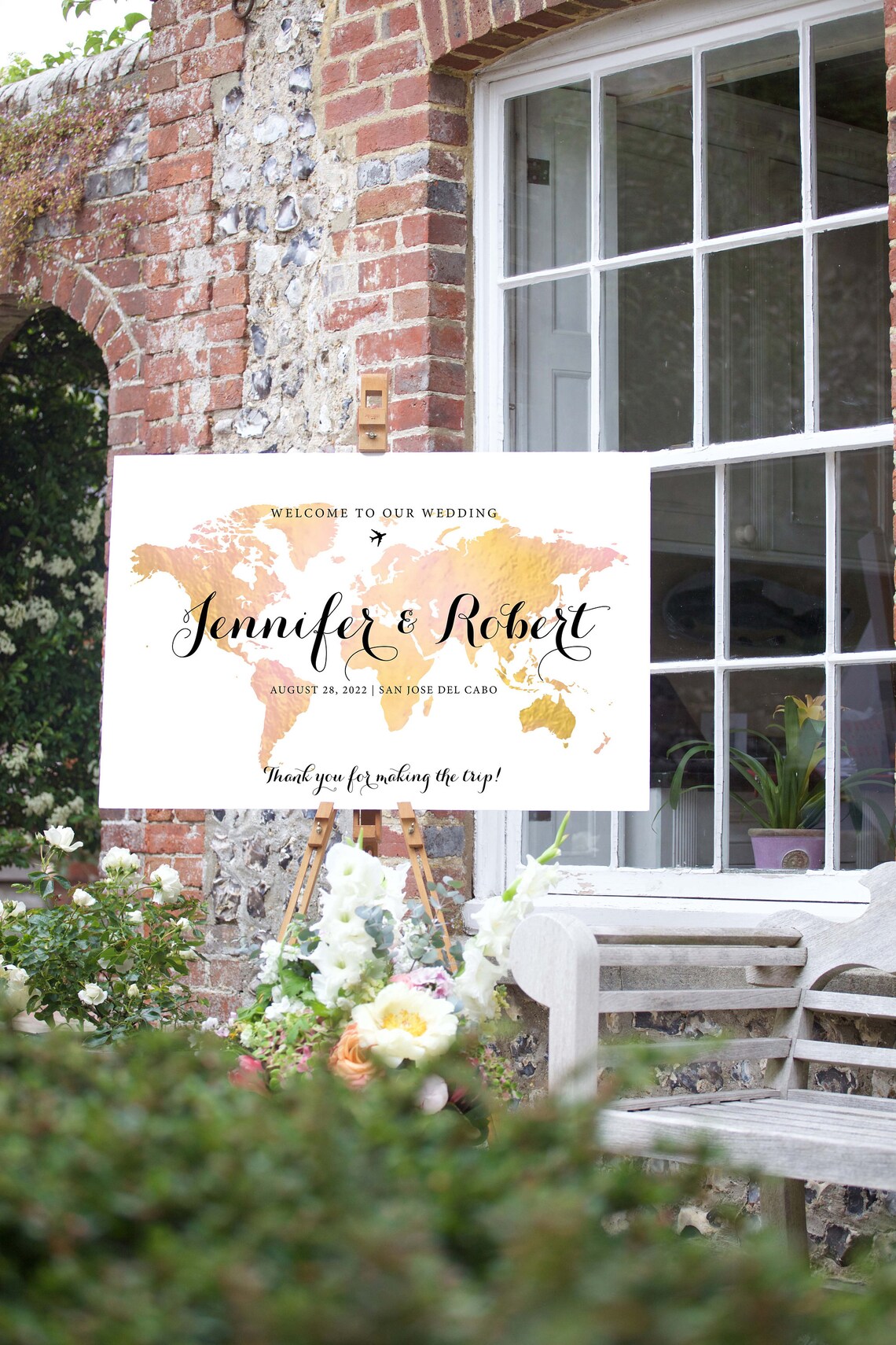 Map Welcome Sign for Weddings and Events DIY Custom Template - Etsy