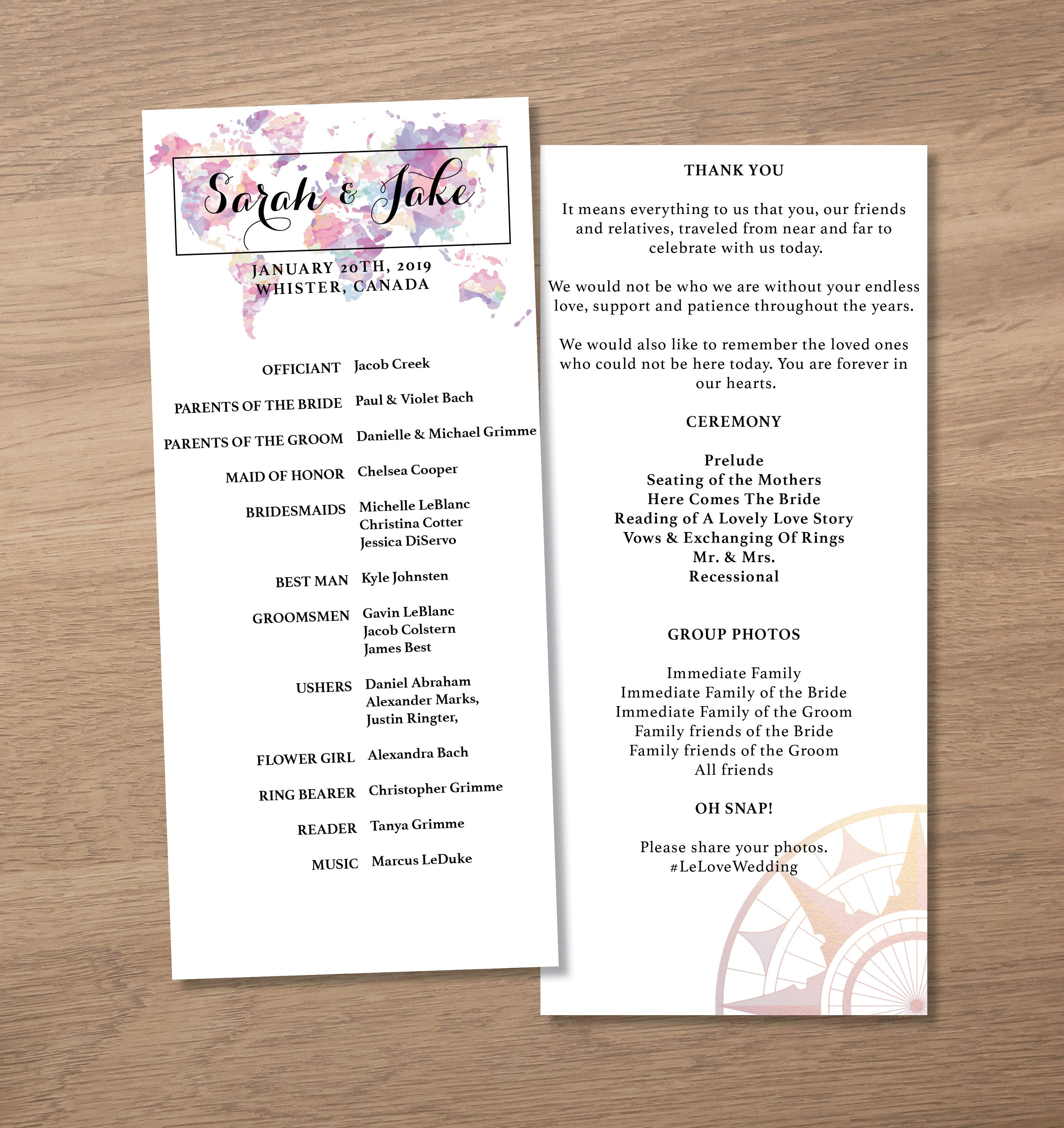 Travel Theme Wedding Program Printable - Travel, Adventure Themed or ...