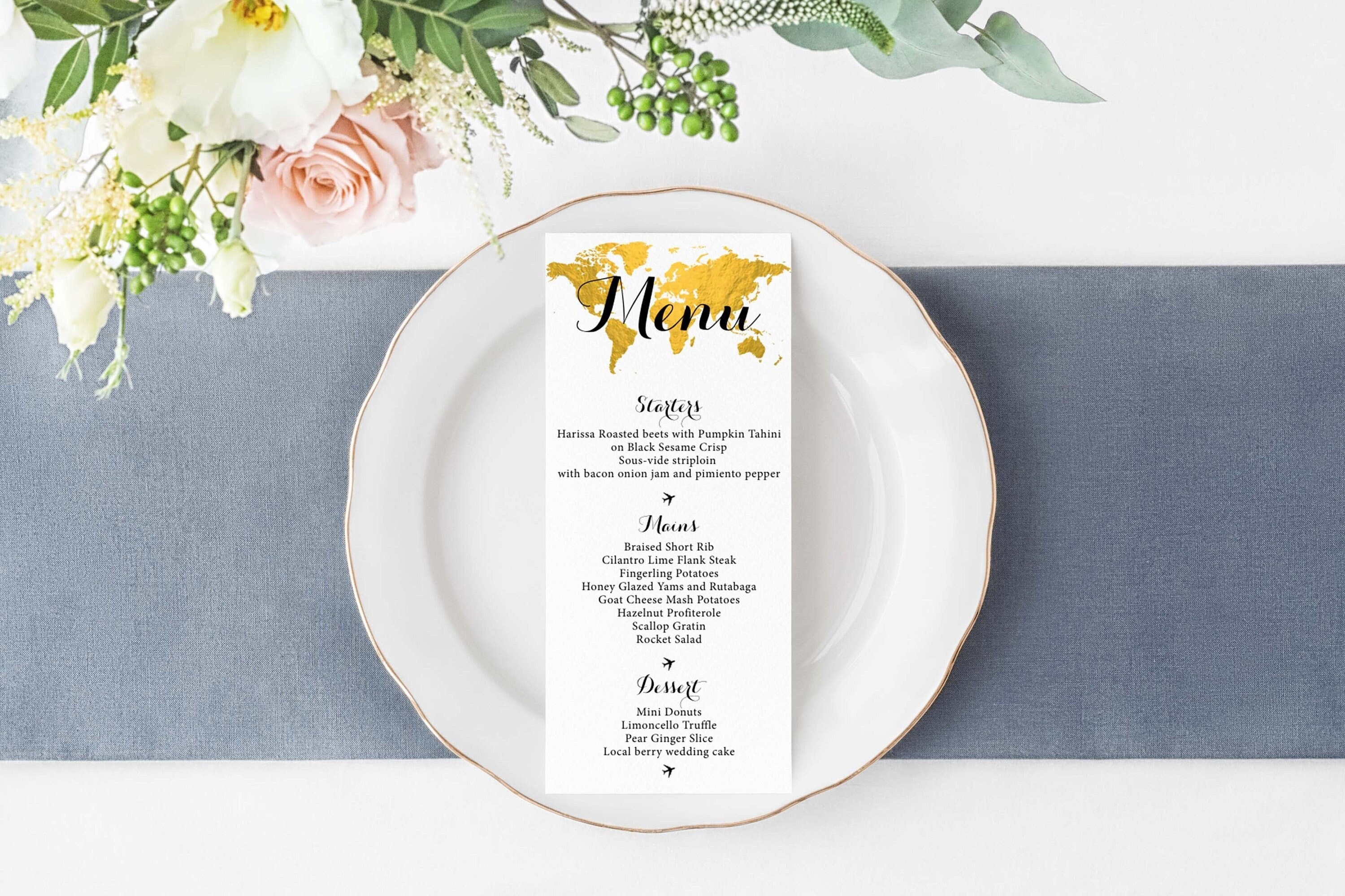 Wedding or Event Menu Customized Printable Travel Theme Menu | Etsy